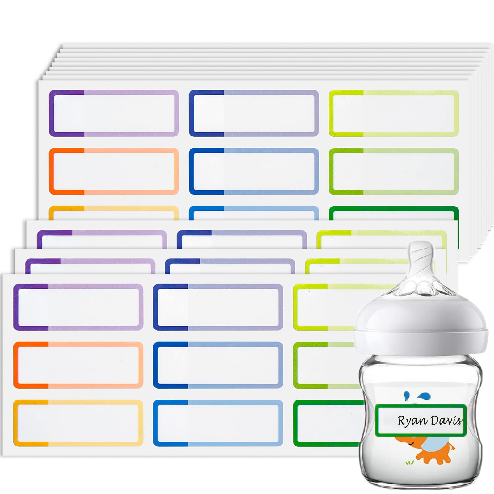 Waterproof Baby Bottle Labels for Daycare Supplies Self-laminating, Dishwasher Safe, 108 PCS Toddler Daycare Labels, School Name Labels Stickers for Kids Stuff, Kids Name Tags for Plastic Water Bottle