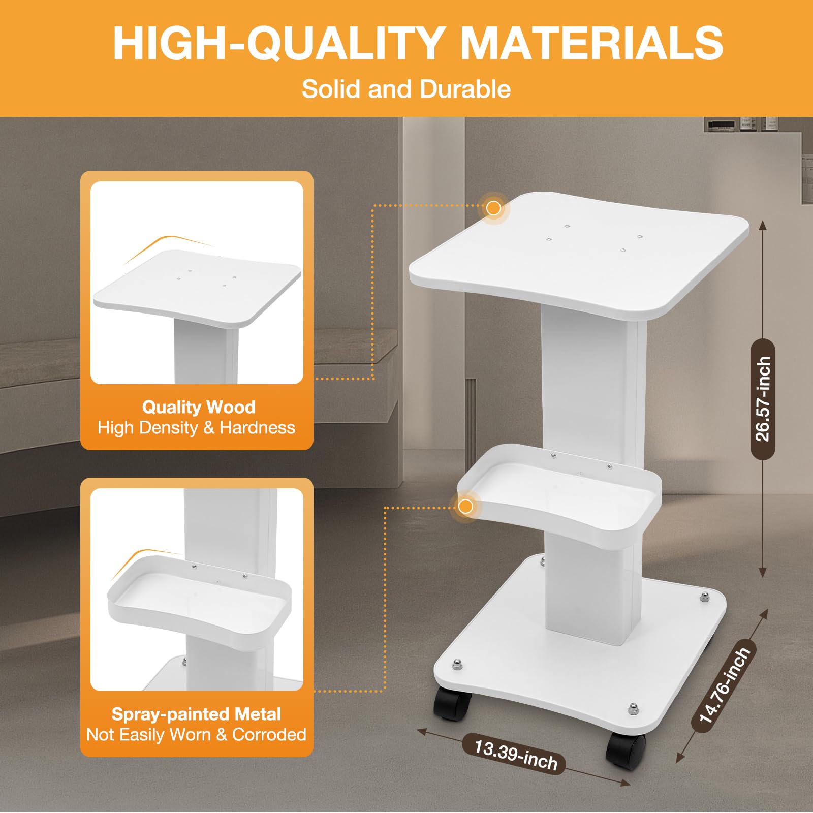 Trolley with Shelf, Multi-Functional Trolley,Suitable for Beauty Salon Hospital Barbershop Laboratory Placing Tools and Instruments