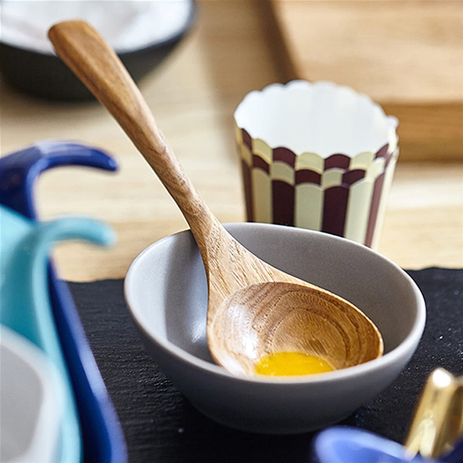 MABSSI Wooden Spoon Large Soup Spoon Long Handle Wooden Large Kitchen Serving Spoon Set Wooden Cutlery Cutlery