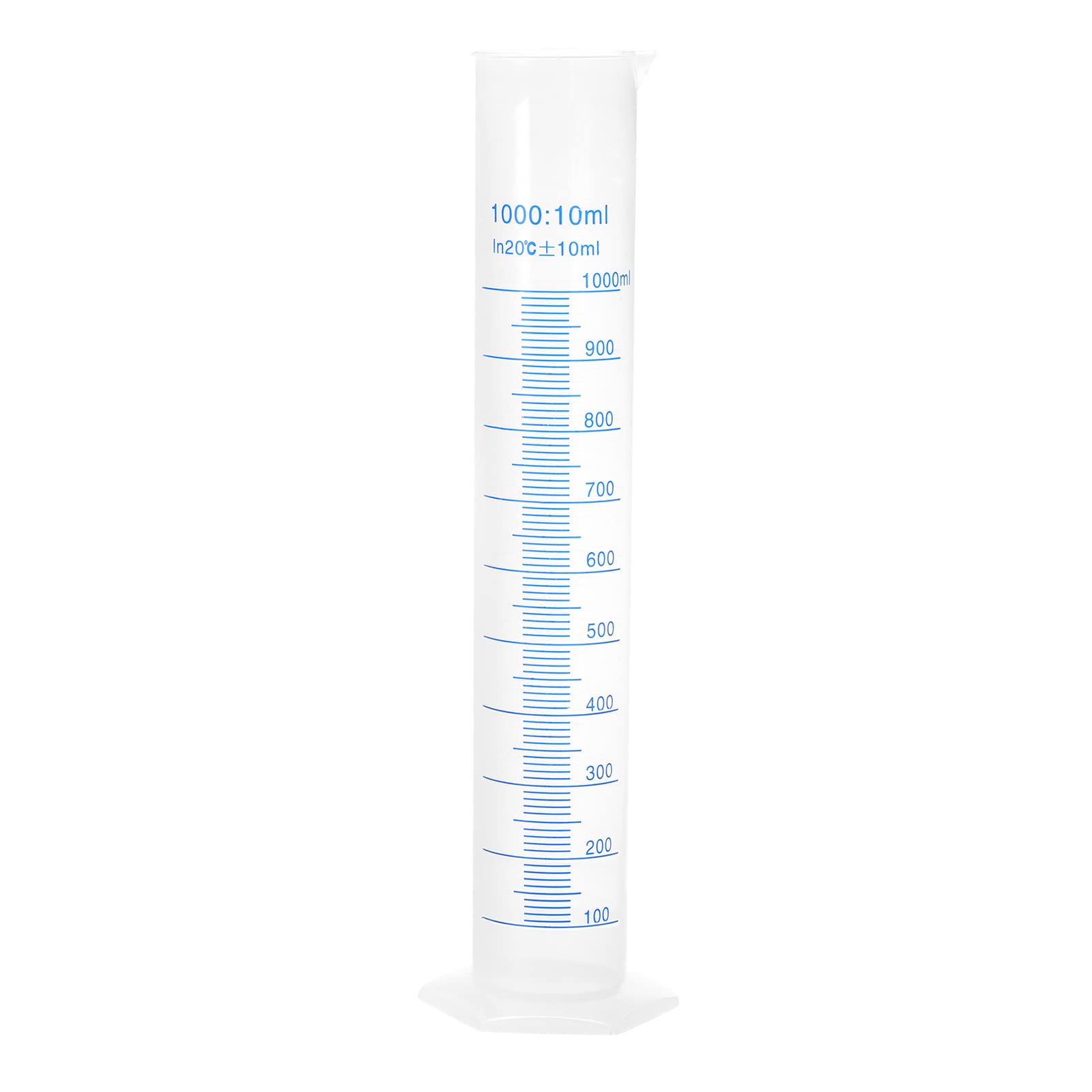 YOKIVE Measuring Graduated Cylinder, Plastic Cylinder Tube with 2-Sided Metric Scales| for Chemical Measuring, Great for Lab, Daily Use (Clear White, 1000ml)