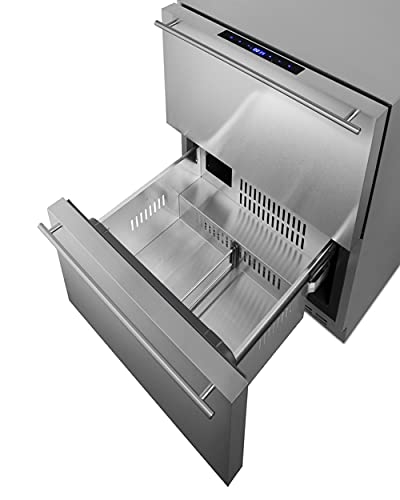 Summit Appliance SPRF34D 24" Wide 2-Drawer Refrigerator-Freezer; 3.9 cu.ft. Capacity; Frost-free Operation; Built-in Capable; Stainless Steel Construction; LED Lighting and Adjustable Drawer Dividers