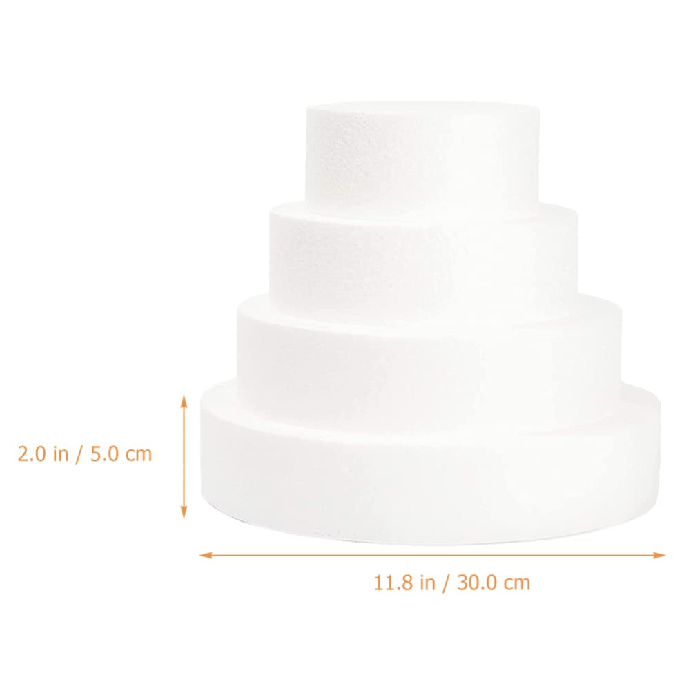 SHERCHPRY 4pcs Craft Shapes Foam Wedding Decor Cake Decorating Foams Cake Simulated Cake Model Cake Practice Round Cake Dummies 6 Cake Tier Faux White Flowers Practice Tools To Rotate