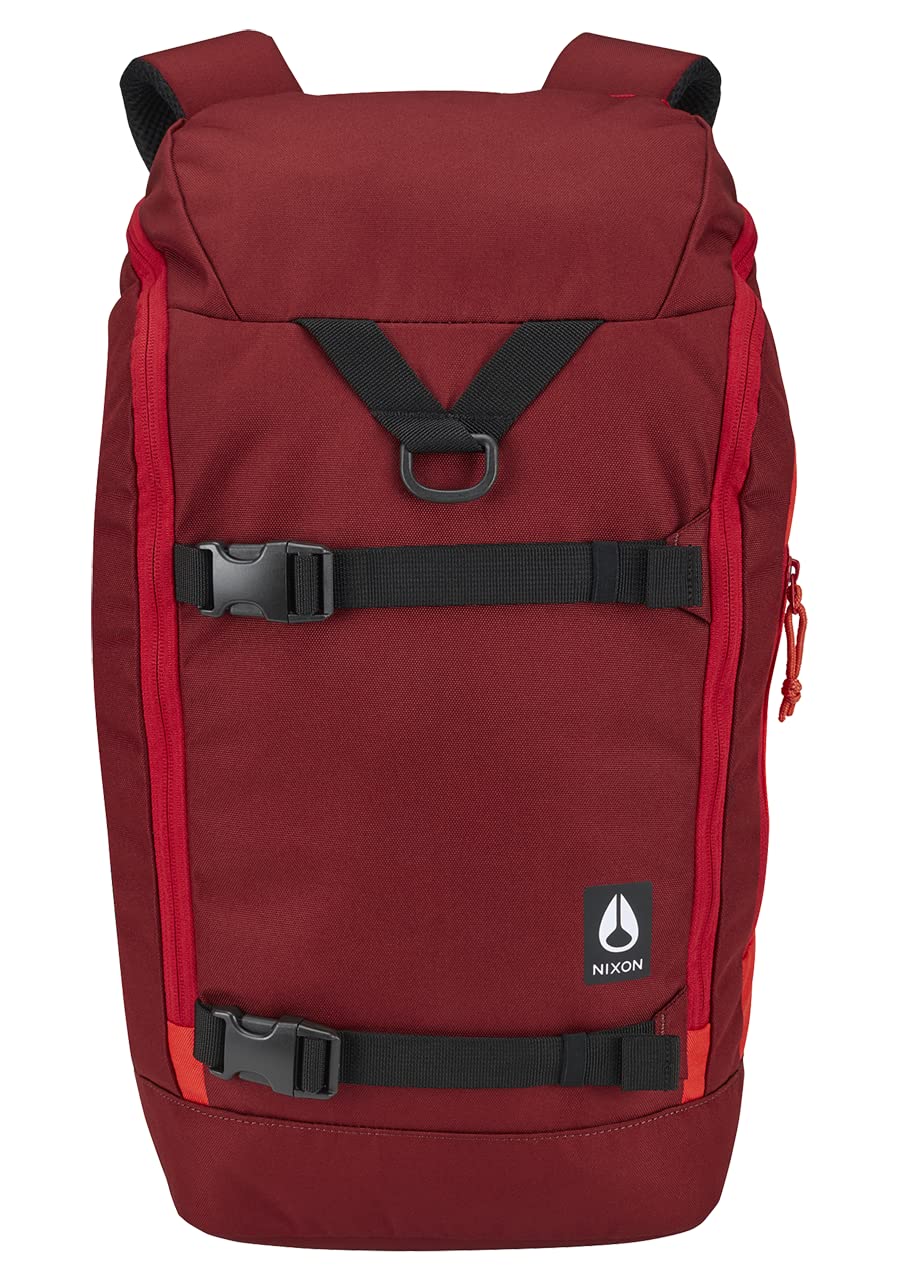 NIXON Hauler 25L Backpack - Burgundy/Fire - Made with REPREVE® Our Ocean™ and REPREVE® recycled plastics.
