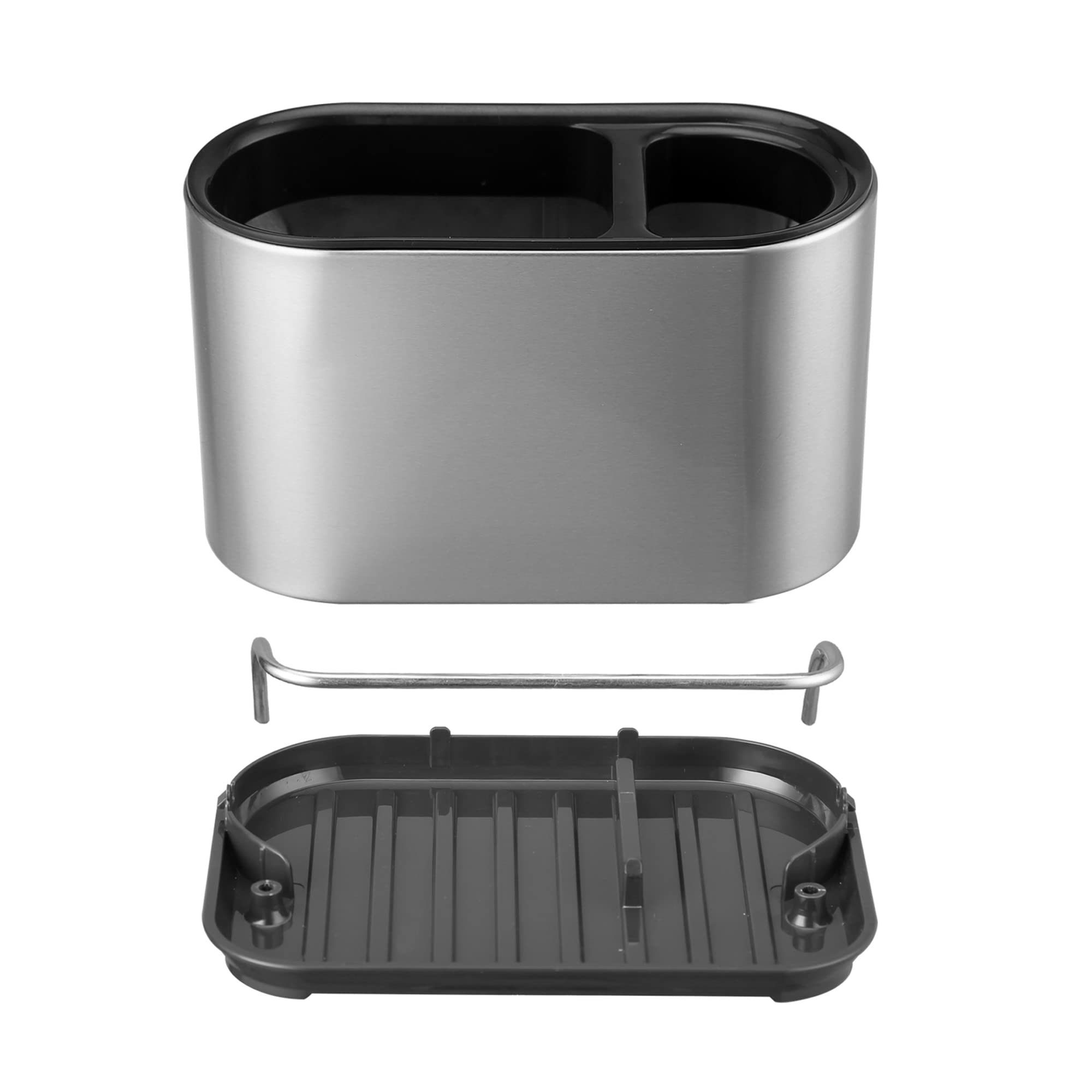 SDlumeiy Stainless Steel and Plastic Sponge Holder, Stainless Steel Sink Caddy, Sponge Holder Organizer 7.1x5.2x4.7 inches,Silver Gray