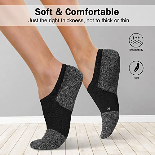 THATISHE 5-Pairs No Show Socks Women's Running Low Cut/Ankle Compression Athletic Socks (Black)