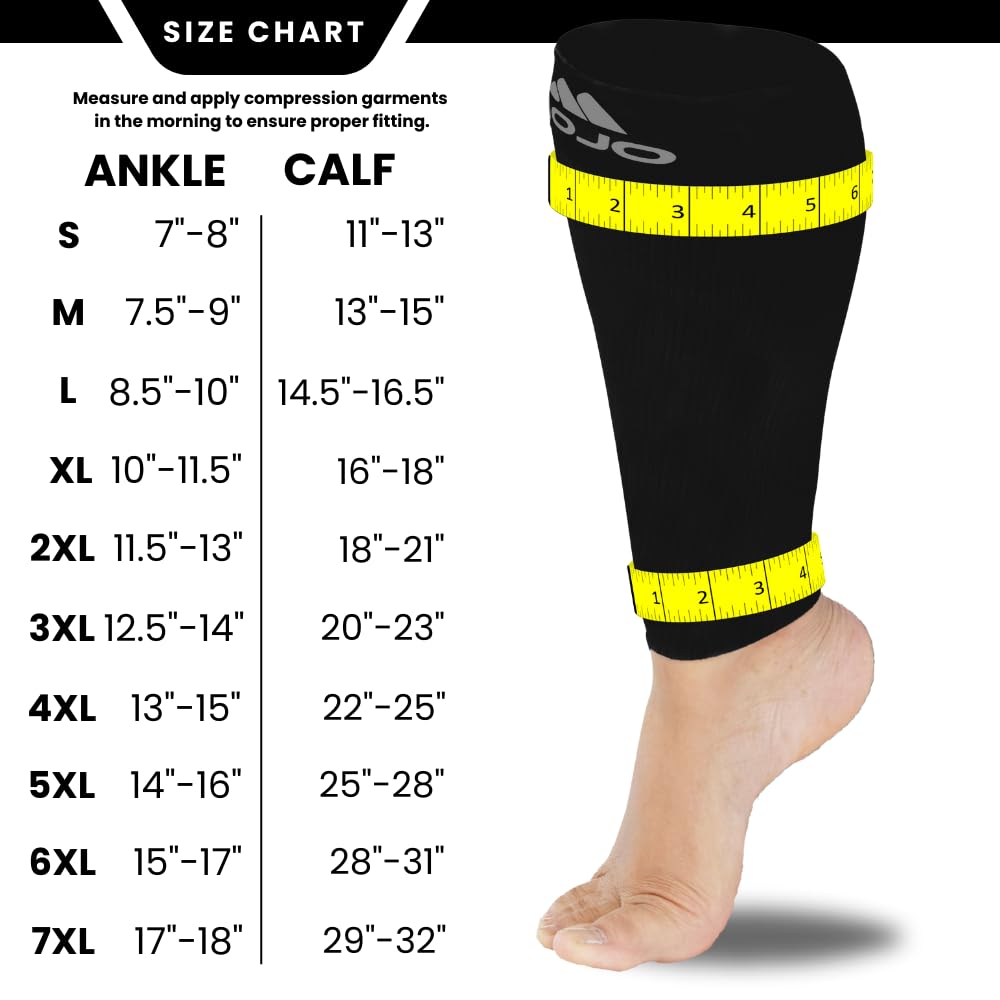 Mojo - Compression Socks Footless for Women and Men 20-30mmHg - Extra Wide Calf Compression Sleeve for Lymphedema, Varicose Veins Circulation - Black, 5X-Large - A604