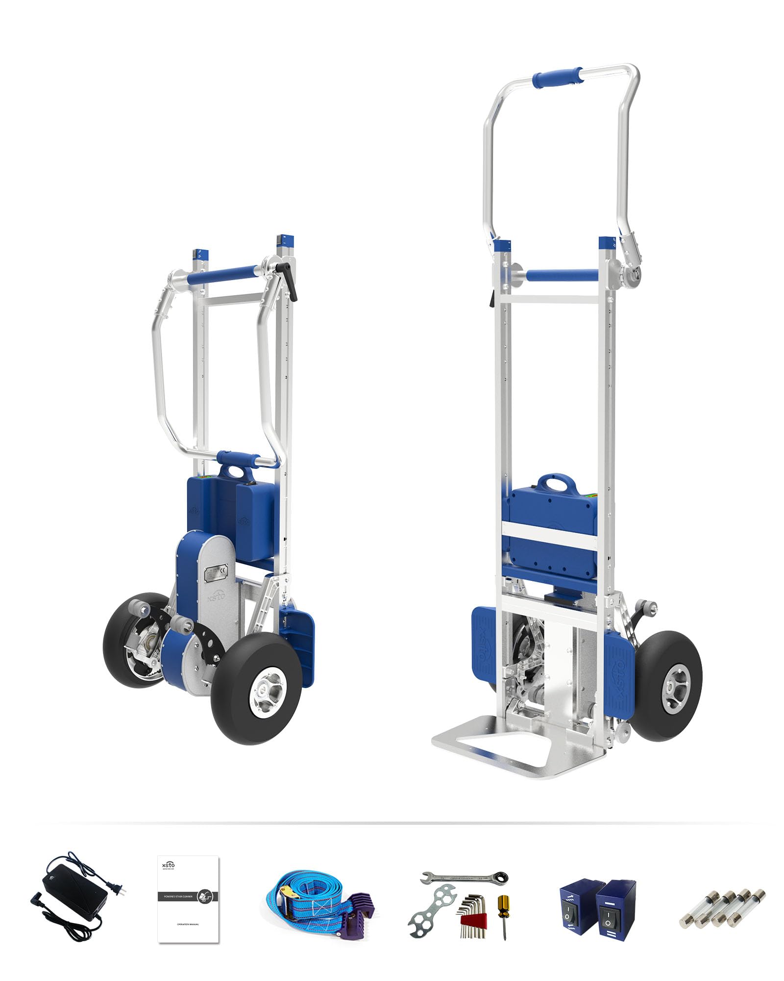 XSTO ZW7200GC Electric Stair Climber, 440lb Load Capacity Heavy Duty Stair Climbing Cart Aluminum Powered Stair Climbing Hand Truck with Foldable Handle Solid Wheel Brake System
