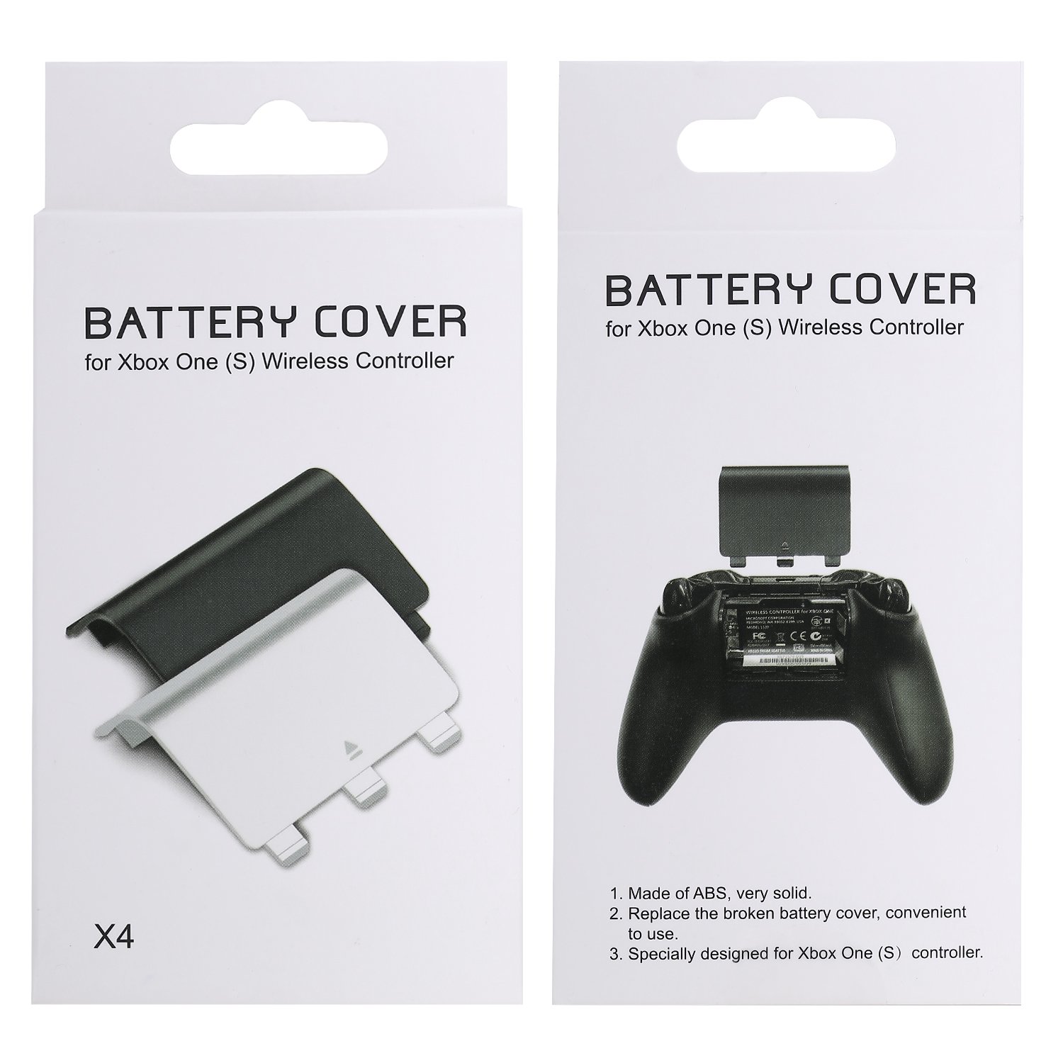 MoKo Replacement Battery Back Cover for Xbox One, Battery Cover Door Back for Xbox One/Xbox One S Controller, Shell Cover Replacement Compatible with Xbox Wireless Controller, (4 Pack, White)