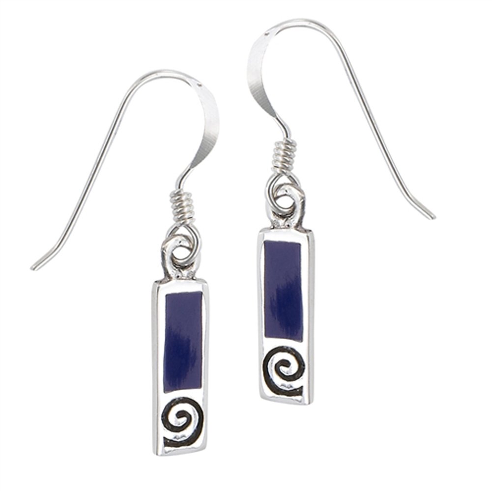 Modern Earring Swirl .925 Sterling Silver Rectangle Eclectic Earrings