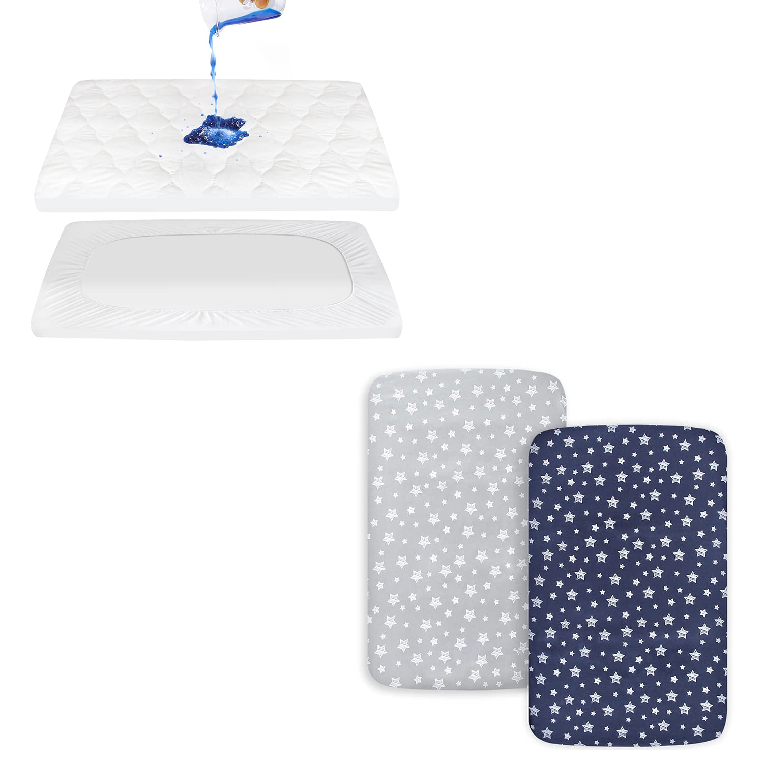 Waterproof Pack N Play Mattress Pad Protector with Cotton Fabric and Lovely Pack N Play Sheets