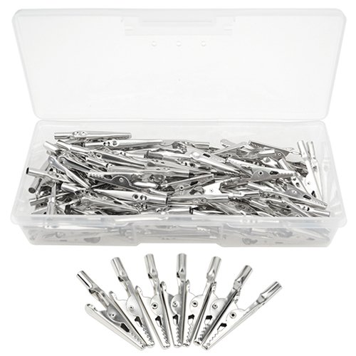 WMYCONGCONG 100 PCS Metal Alligator Clips 52mm Electrical Test Clamps (100 Pcs no cap)