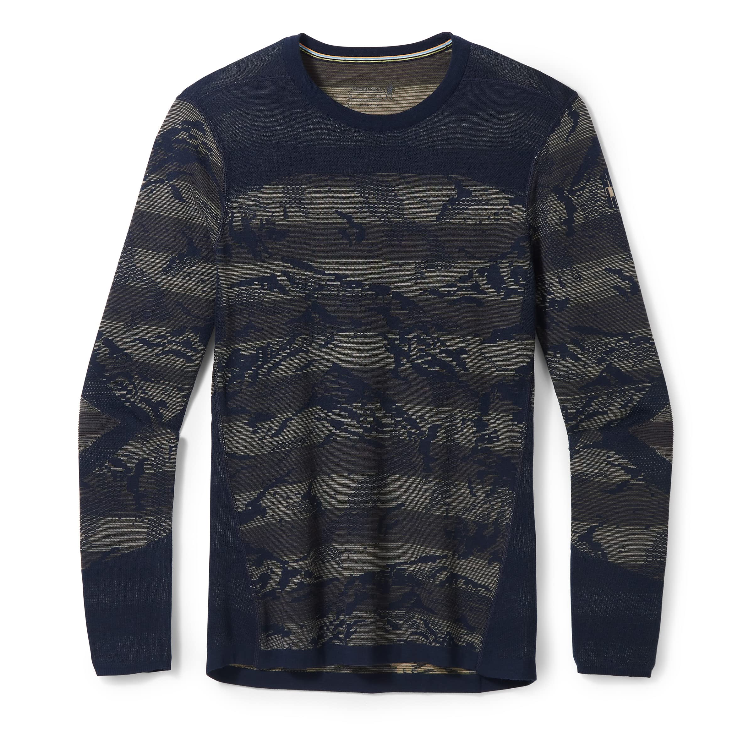 Smartwool Men's Intraknit Merino 200 Pattern Crew Black Mountain Stripe M