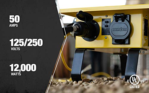 Southwire 019703R02 6506UGSX 50A Temp PWR X-TREME Box 6-Straight Blade SLED Base, 1 Pack, Yellow