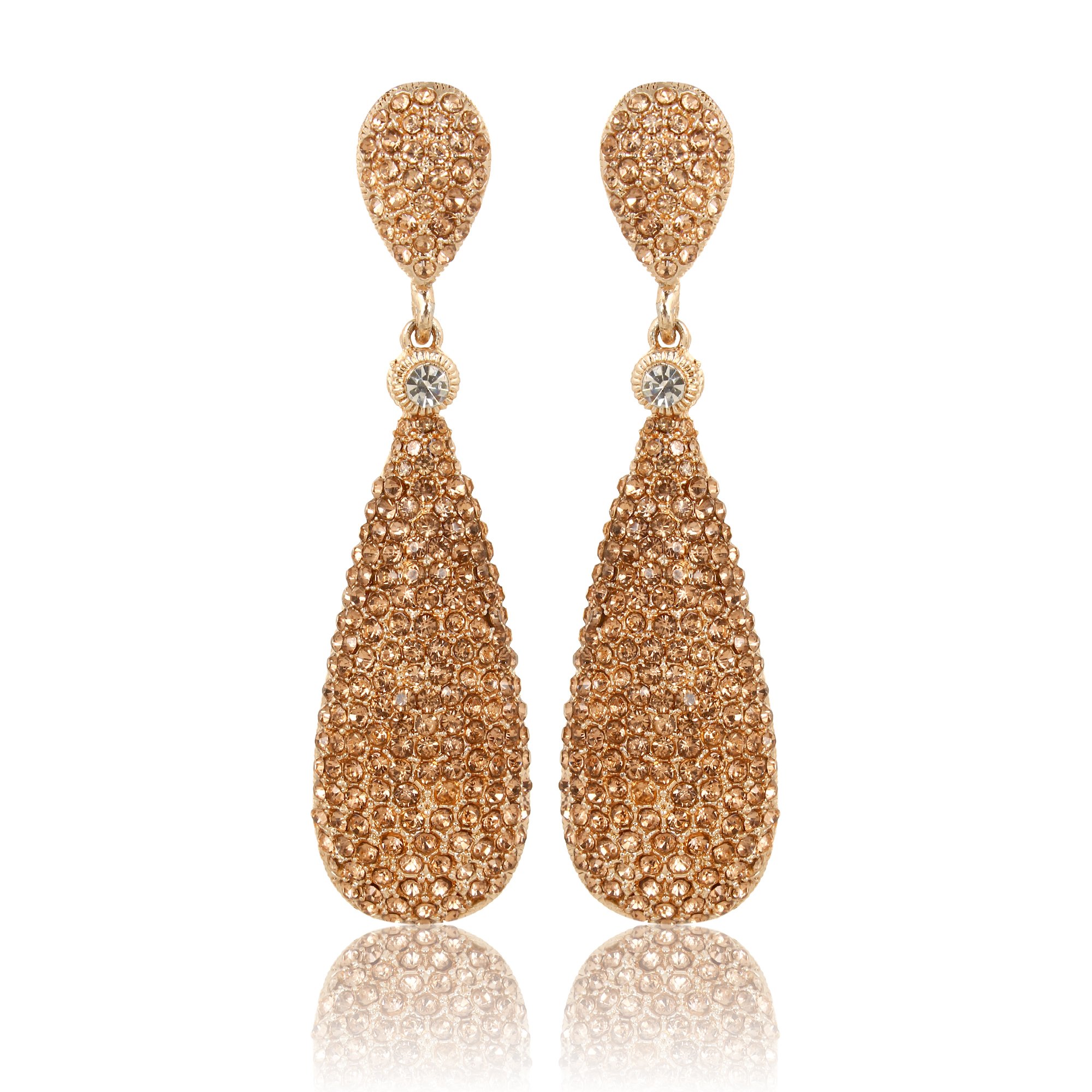 Moonstruck Costume Jewelry Women's Rose Gold Dangle Drop Studded Party Earrings