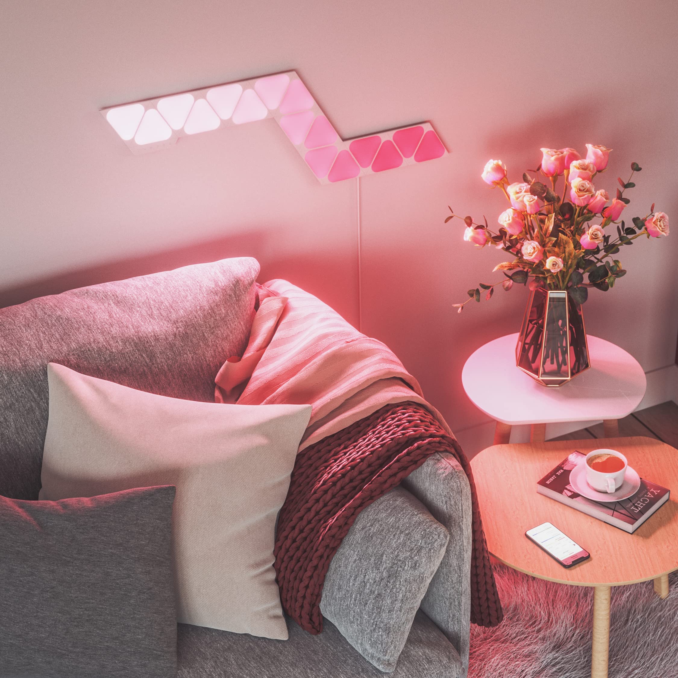 Nanoleaf Shapes WiFi and Thread Smart RGBW 16M+ Color LED Dimmable Gaming and Home Decor Wall Lights Expansion Pack (Mini Triangles (10 Pack))