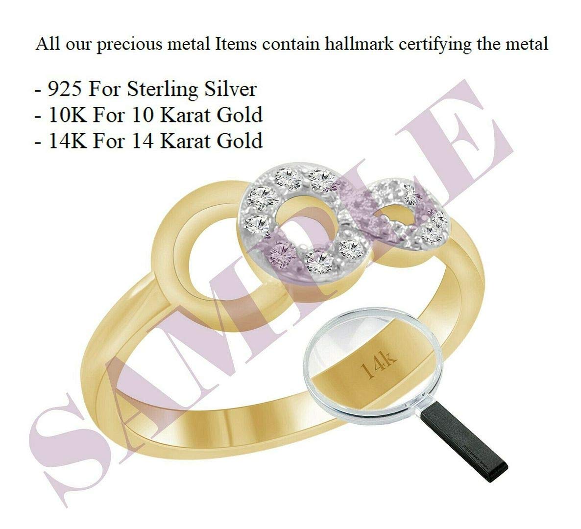 Pretty Jewels 14k Yellow Gold Evil Eye Design Ring, 1/6 Carat Round Cut White Natural Diamond Stackable Engagement Wedding Ring For Women (Color: H-I, Clarity: I1-I2, 0.17 Cttw) Ring Size-6