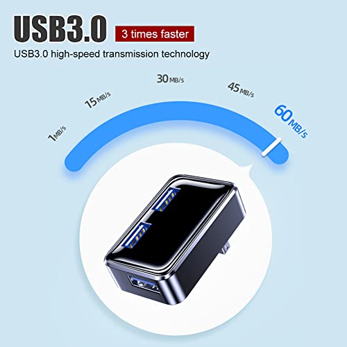 YOUNICE Car USB Hub 3.0 High Speed 3 Ports Mini Cube USB Docking Station Glove Box USB Adapter for Model 3 Model Y (Silver)