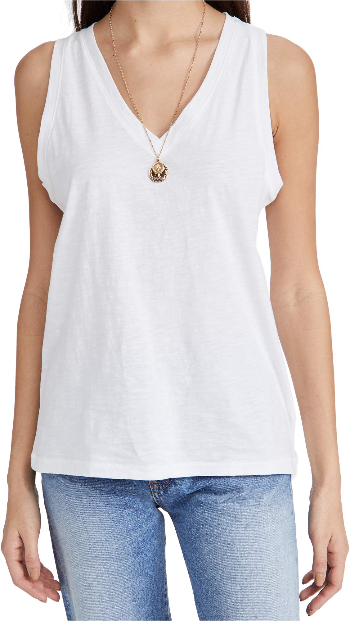 Madewell Women's Whisper Cotton V-Neck Tank, Optic White, S