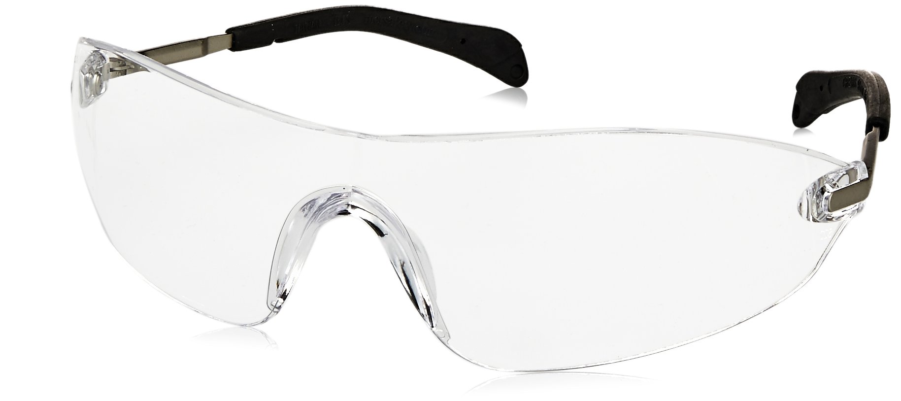 MCR Safety Glasses S2210AF Blackjack S22 Series Clear Lens with UV Protection and Anti-Fog Coating, Chrome Metal Temple Frameless Design, 1 Pair