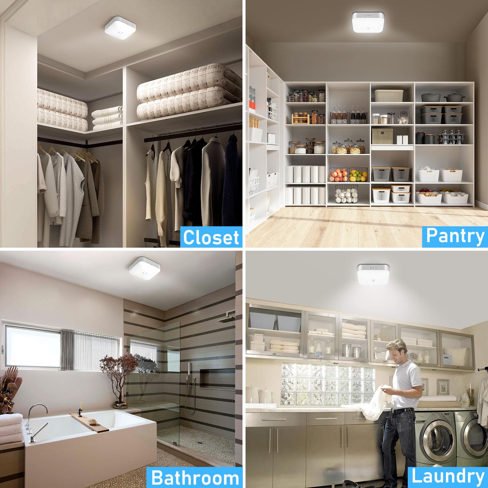 Moragin Rechargeable Motion Sensor Ceiling Lights: 6.4 inch Closet Lights Motion Sensored with 500LM, 5000K Wireless Battery