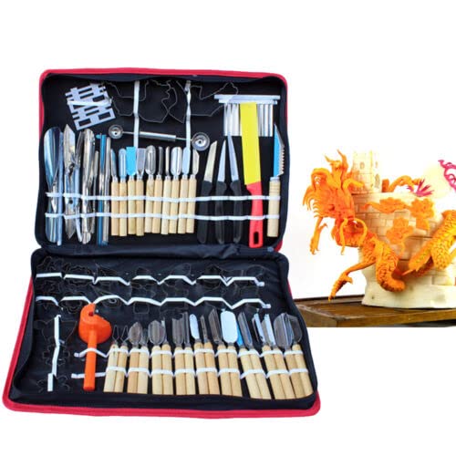 SNKOURIN Kitchen Carving Tool Kit, 80pcs Portable Kitchen Carving Tool with Tool Kit, Alloy Steel Kitchen Tool Accessories Used for Vegetable and Fruit Food Carving Modeling Peeling Cooking