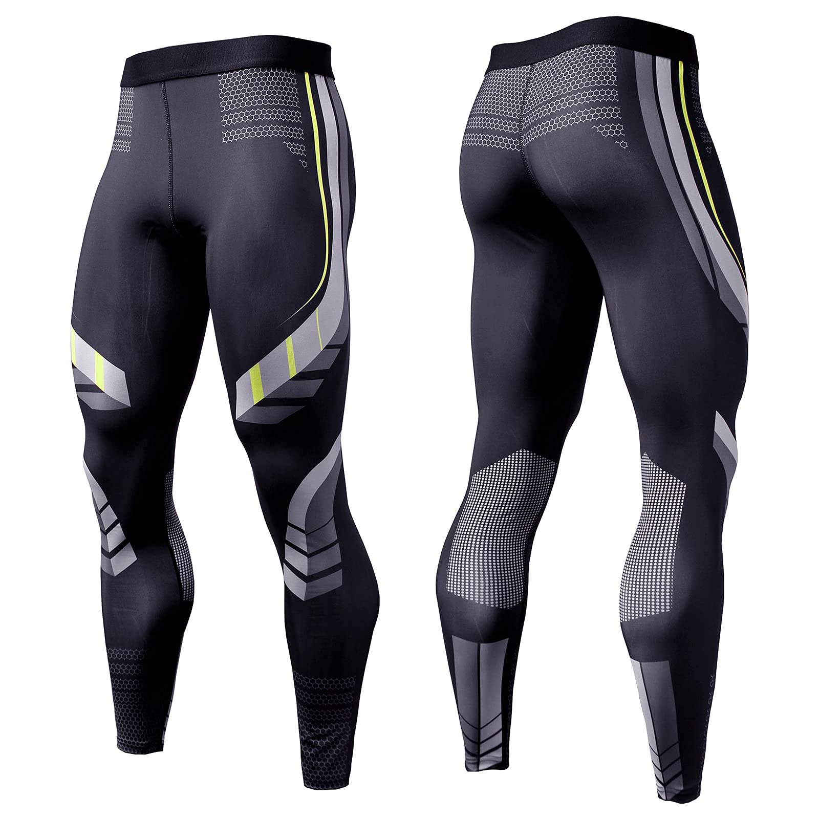 OEBLD Compression Pants Men UV Blocking Running Tights 1 or 2 Pack Gym Yoga Leggings for Athletic Workout