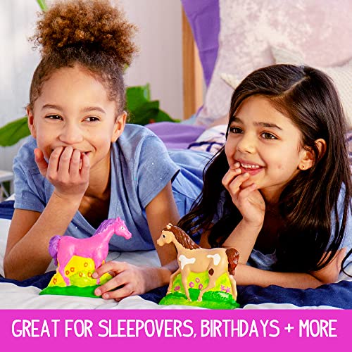 Made By Me Paint & Display Glitter Ceramic Horses Activity Kit for Kids, Perfect DIY Horse Toys, Playdates and Sleepovers Ages 6, 7, 8, 9, Multi, 47718F