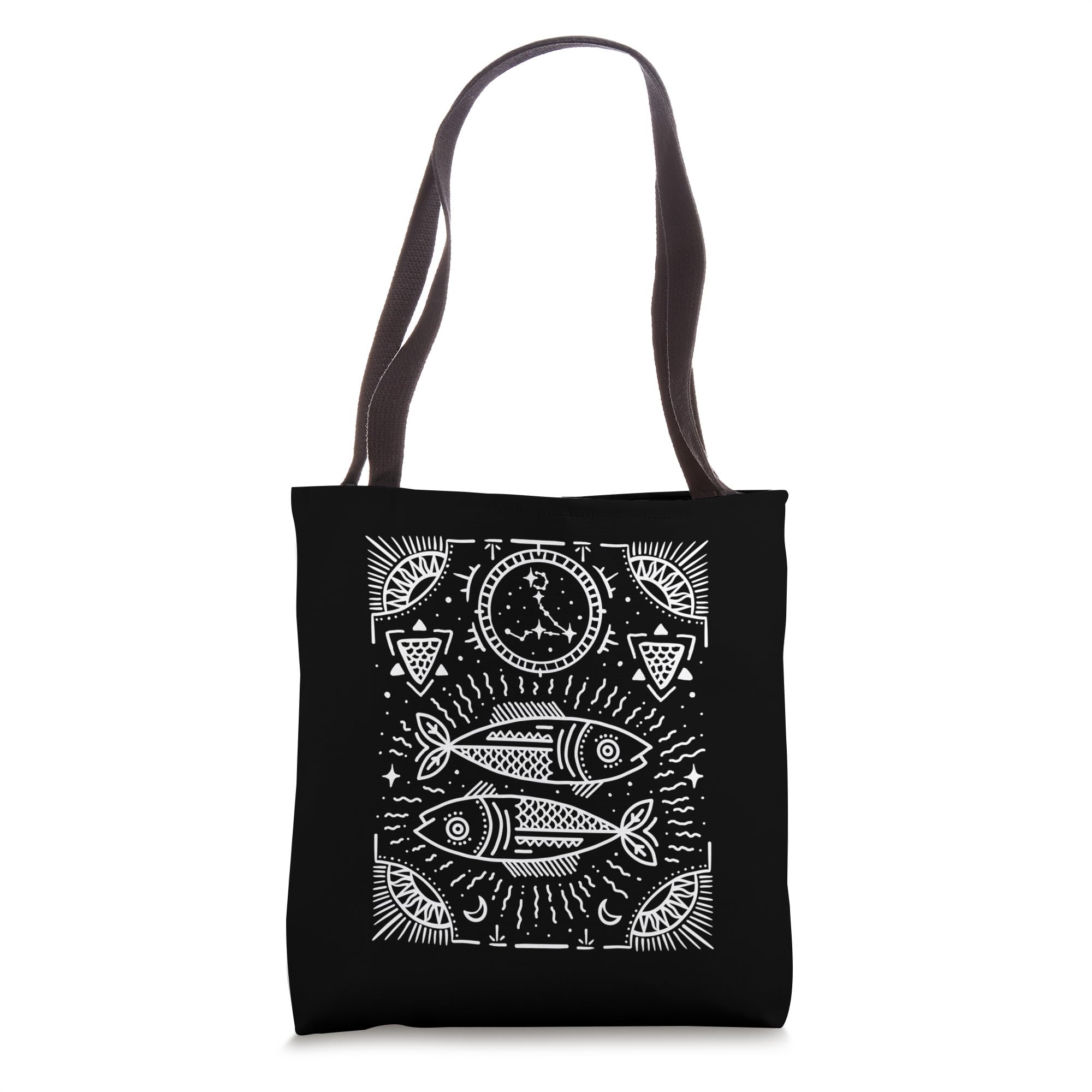 Pisces Zodiac Sign Hand-Drawn Tarot Art / Pisces Birthday Tote Bag