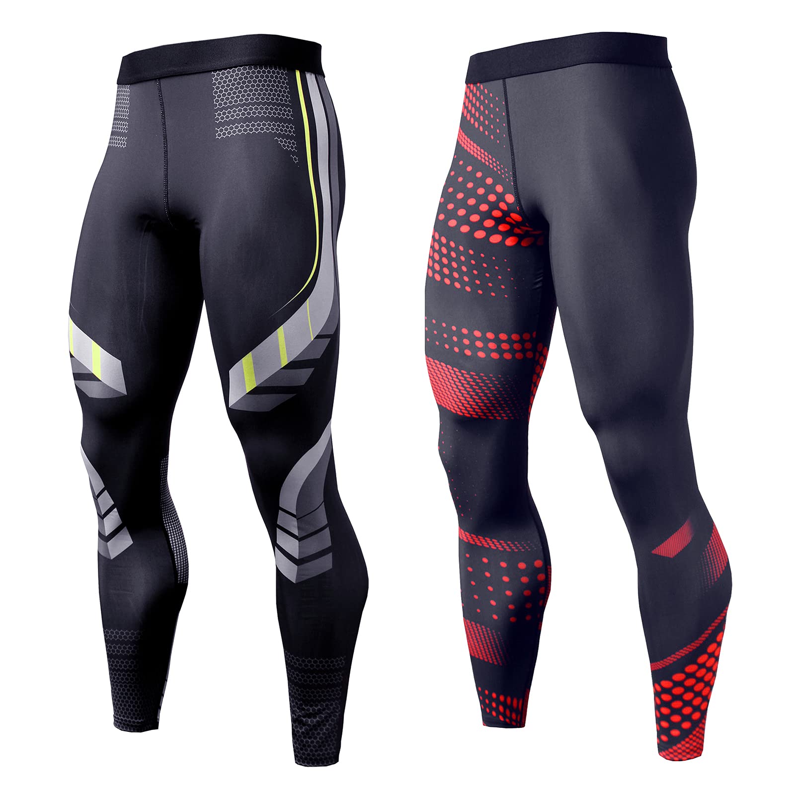 OEBLD Compression Pants Men UV Blocking Running Tights 1 or 2 Pack Gym Yoga Leggings for Athletic Workout