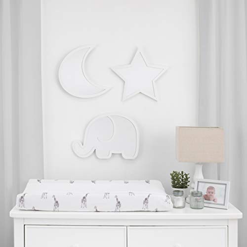NoJo Star Shaped Mirror - Easy Hang Shatter Proof Mirror, Wooden Backed Decorative Mirror for Nursery, Kids Bedroom or Playroom, White