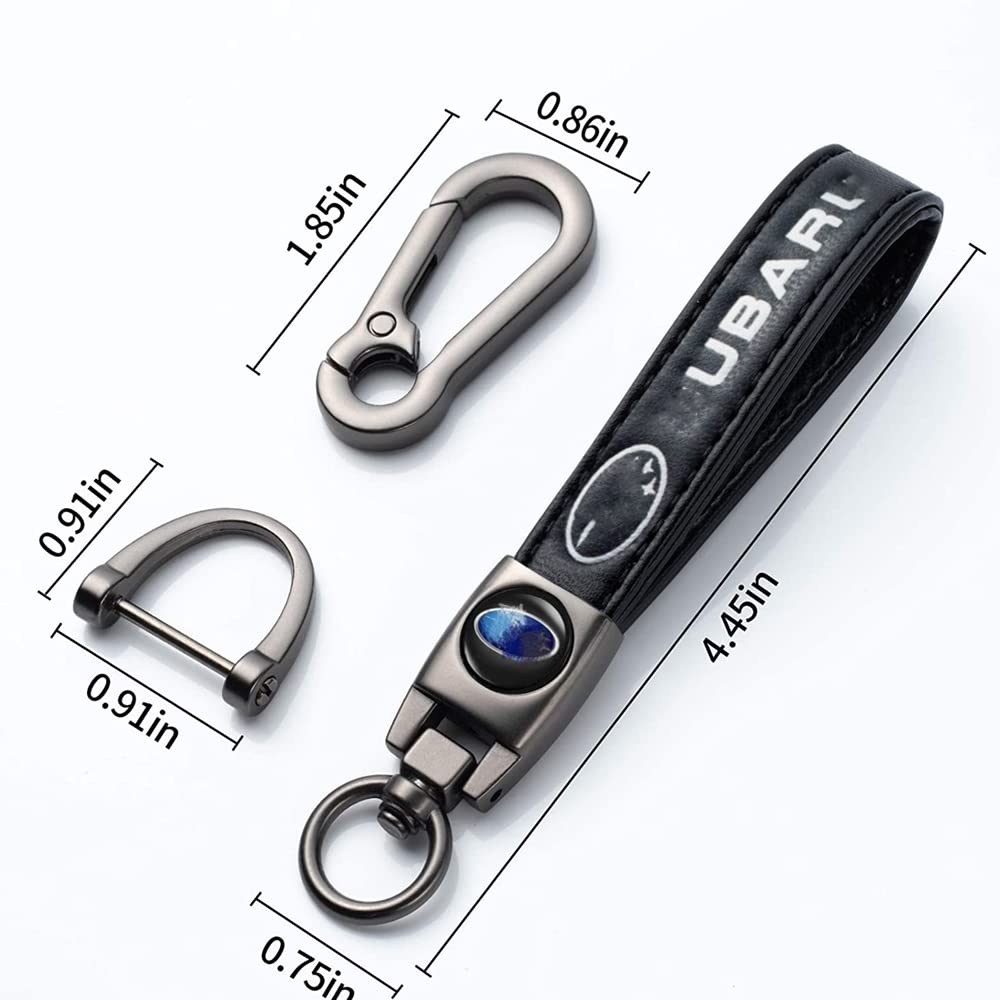 XinHongTu for Subaru Car Keychain,Genuine Leather Car Keyring with, Keychains for Subaru Key Ring Lanyard Accessories Black Key Chain Keyring
