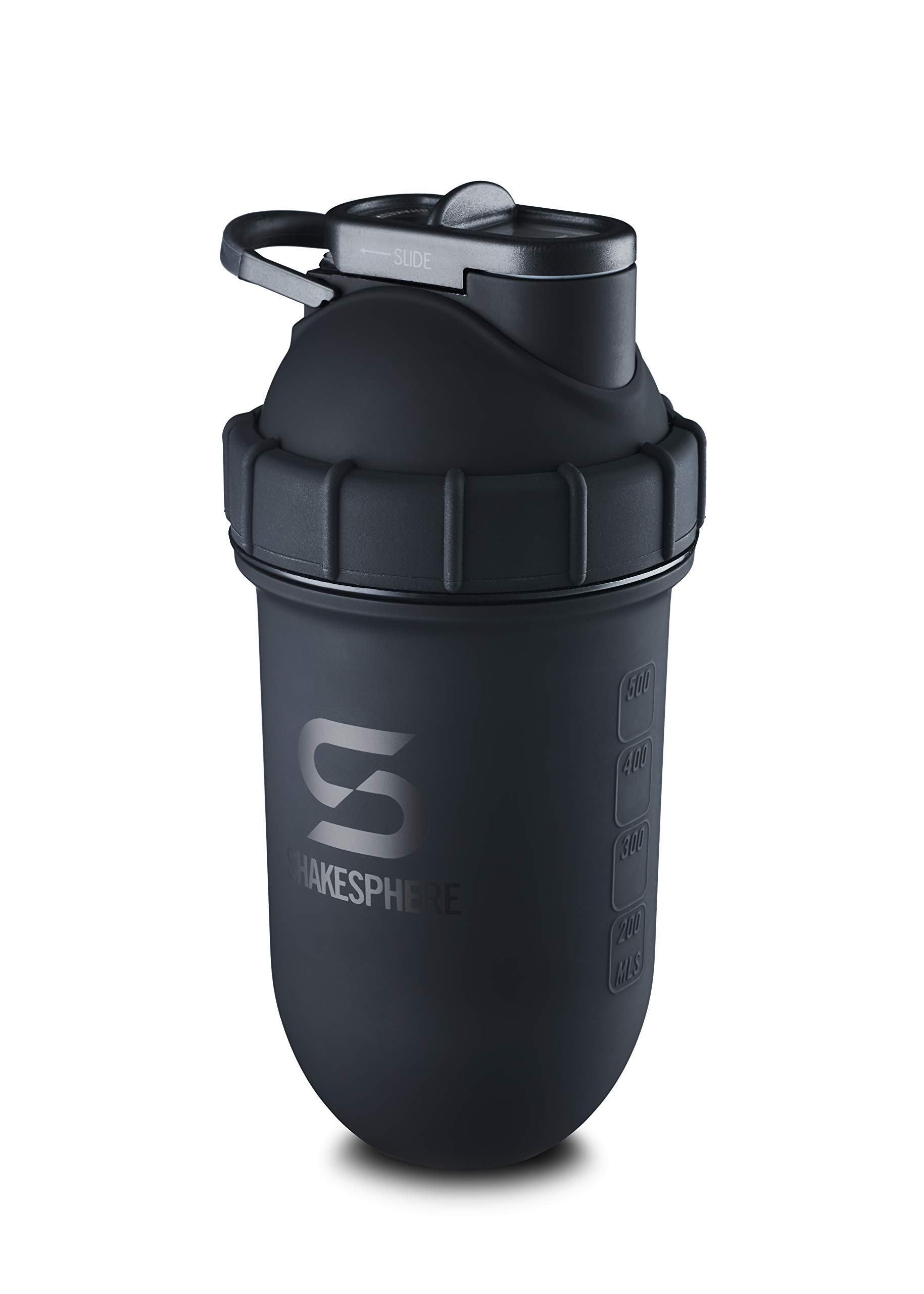 SHAKESPHERE Tumbler STEEL: Protein Shaker Bottle Keeps Hot Drinks HOT & Cold Drinks COLD, 24 oz. No Blending Ball or Whisk Needed, Easy Clean Up Great for Shakes, Smoothies (Matte-Black)