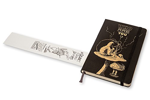Moleskine Limited Edition Alice in Wonderland Notebook, Hard Cover, Large (5" x 8.25") Plain/Blank, Black, 240 Pages, (LEAL01QP062)