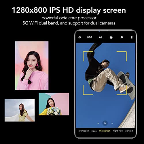 Naroote 7 Inch Tablet, 32GB Tablet 5GWIFI Dual Band Dual Card Dual Standby for Kids (US Plug)