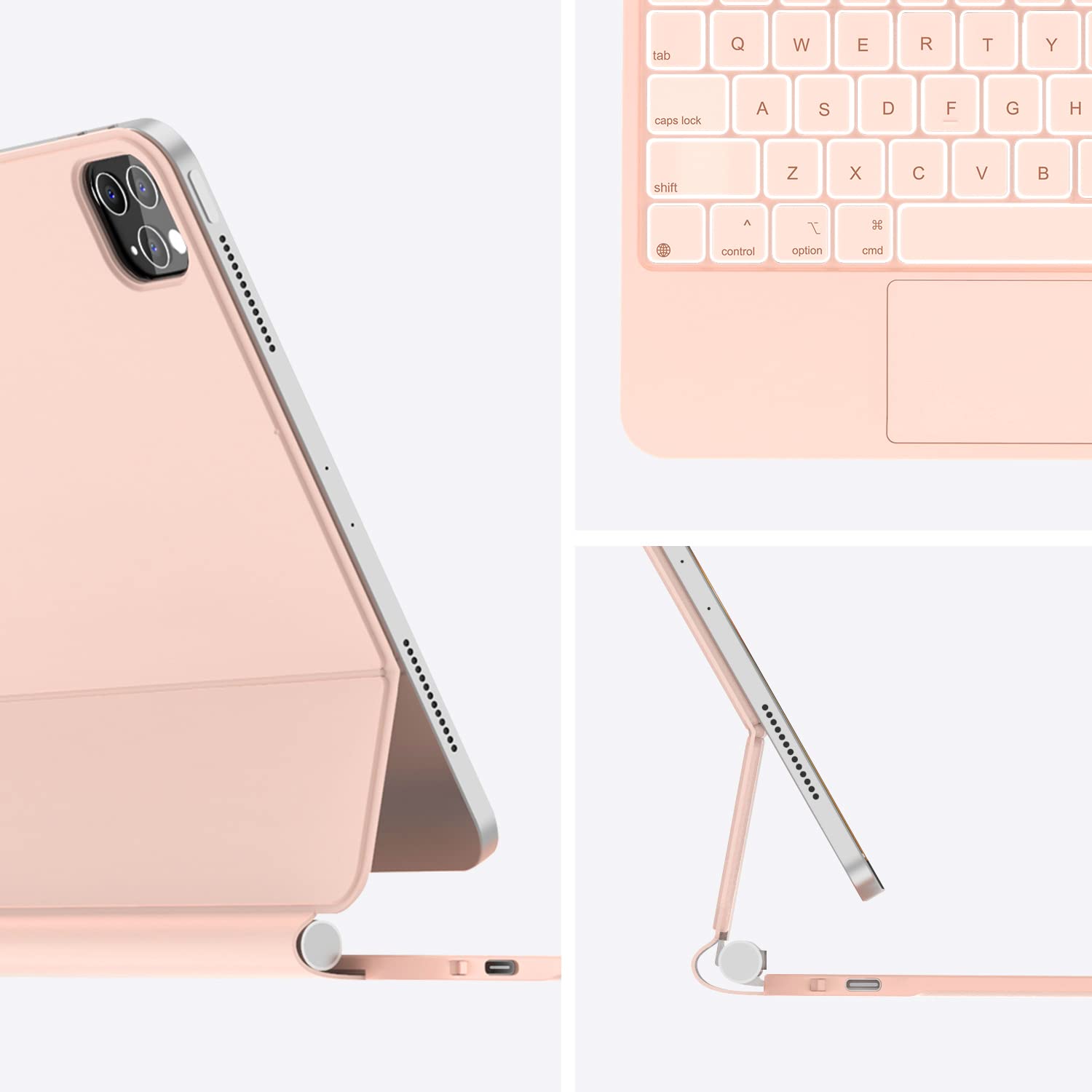 nimin Magnetic Floating Keyboard Case for iPad Pro 12.9 (6th Generation 2022), Slim Keyboard Cover with Multi-Touch, Soft White Backlight for iPad Pro 12.9 5th / 4th / 3rd Gen, Pink