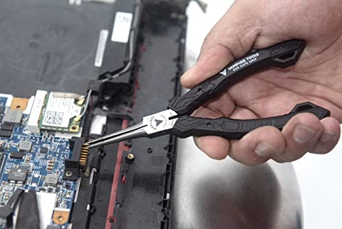 VAMPLIERS 5.5" Precision Tip Carbon Steel Mini Needle Nose Pliers with No Serrated Jaws. ESD safe, ideal for precision work on SMD. Made in Japan: VT-001-5NN