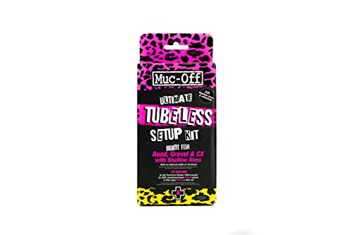 Muc-Off Ultimate Tubeless Setup Kit, Road/Gravel/CX 44mm - Tubeless Conversion Kit for Bikes - Includes Tubeless Tire Sealant and Tubeless Valve Stems