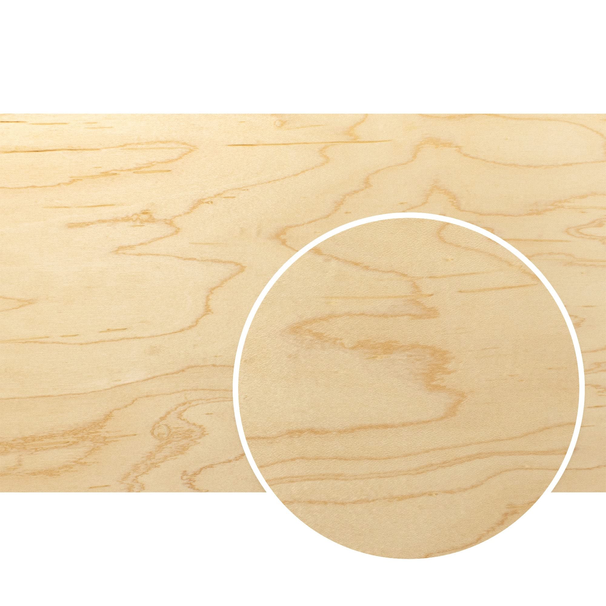 Maple | 3.9mm 1/8th inch, 12”x19” Premium Finished Two Sided with MDF Core, Glowforge Ready | Walnut, Cherry, Maple, Red Oak, White Oak, Alder, Pine, Cedar, Sapele, Mahogany, Hickory, Bamboo