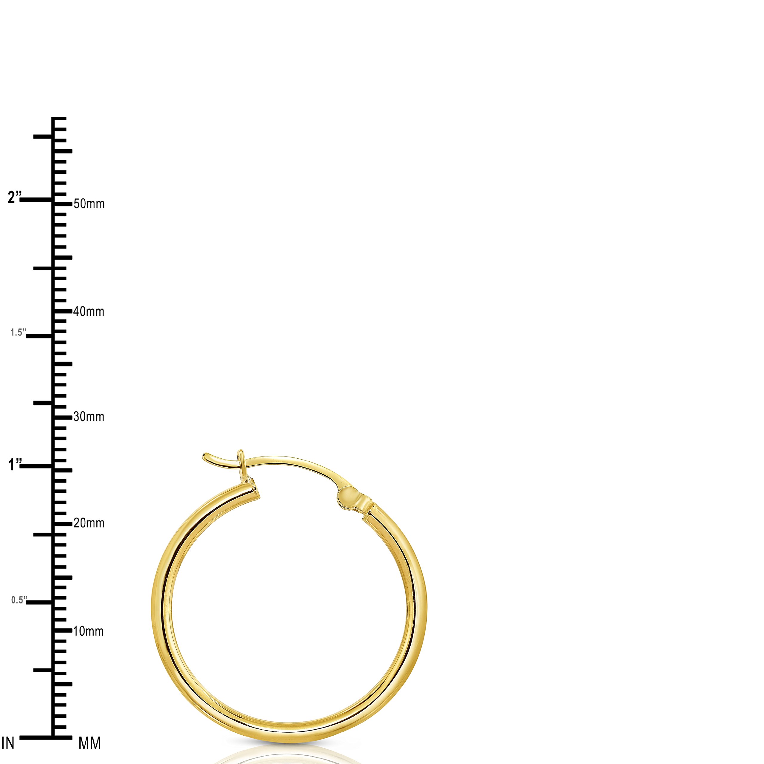 MCS Jewelry 14 Karat Yellow Gold Classic Hoop Earrings (Diameter: 25mm 30mm OR 35mm) (Diameter: 25mm)