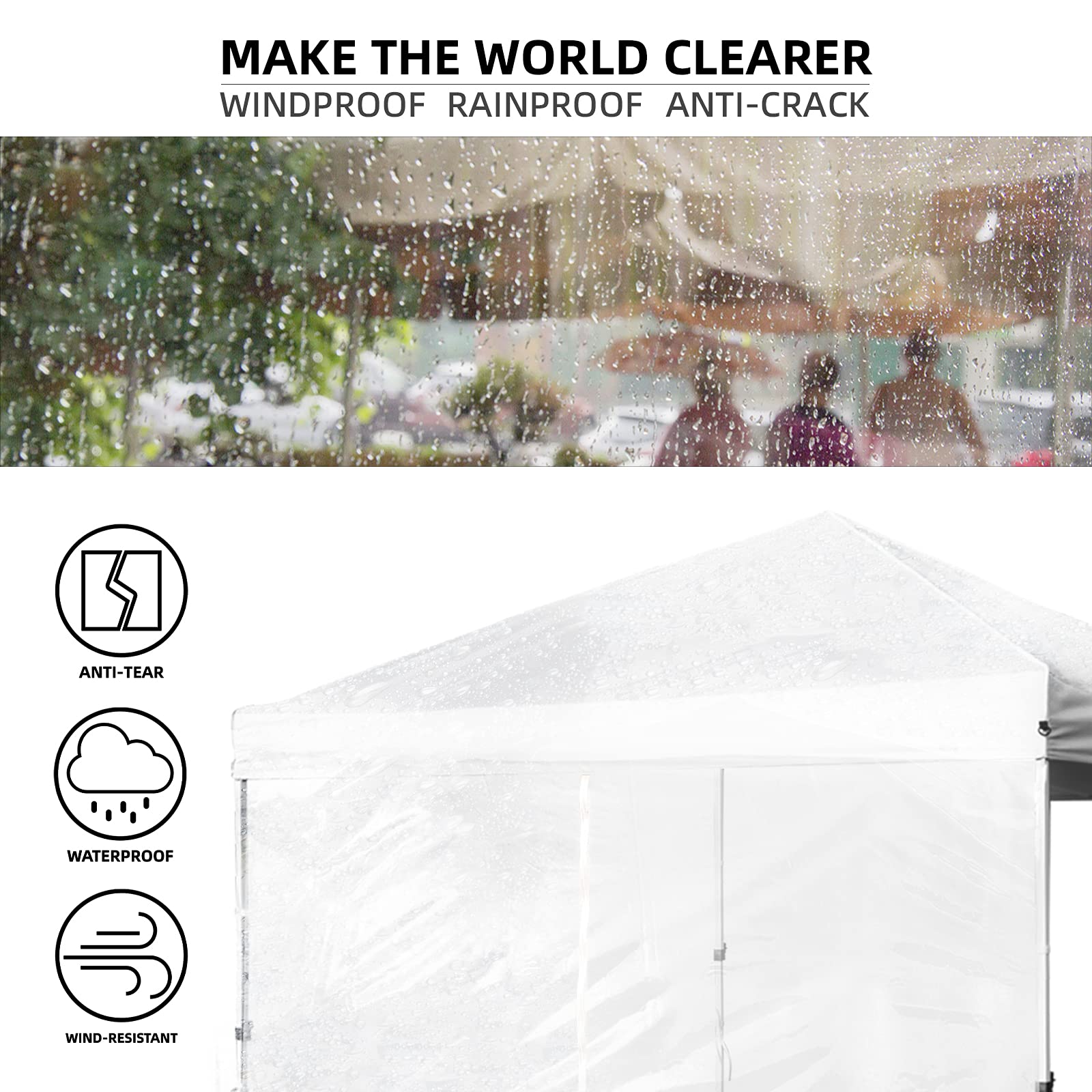 MordenApe Clear Sidewall, Transparent Canopy Walls, Canopy Side Wall for 10x10 Pop Up Canopy - Straight Leg, Outdoor Instant Canopies Sidewall,1 Pack (White)