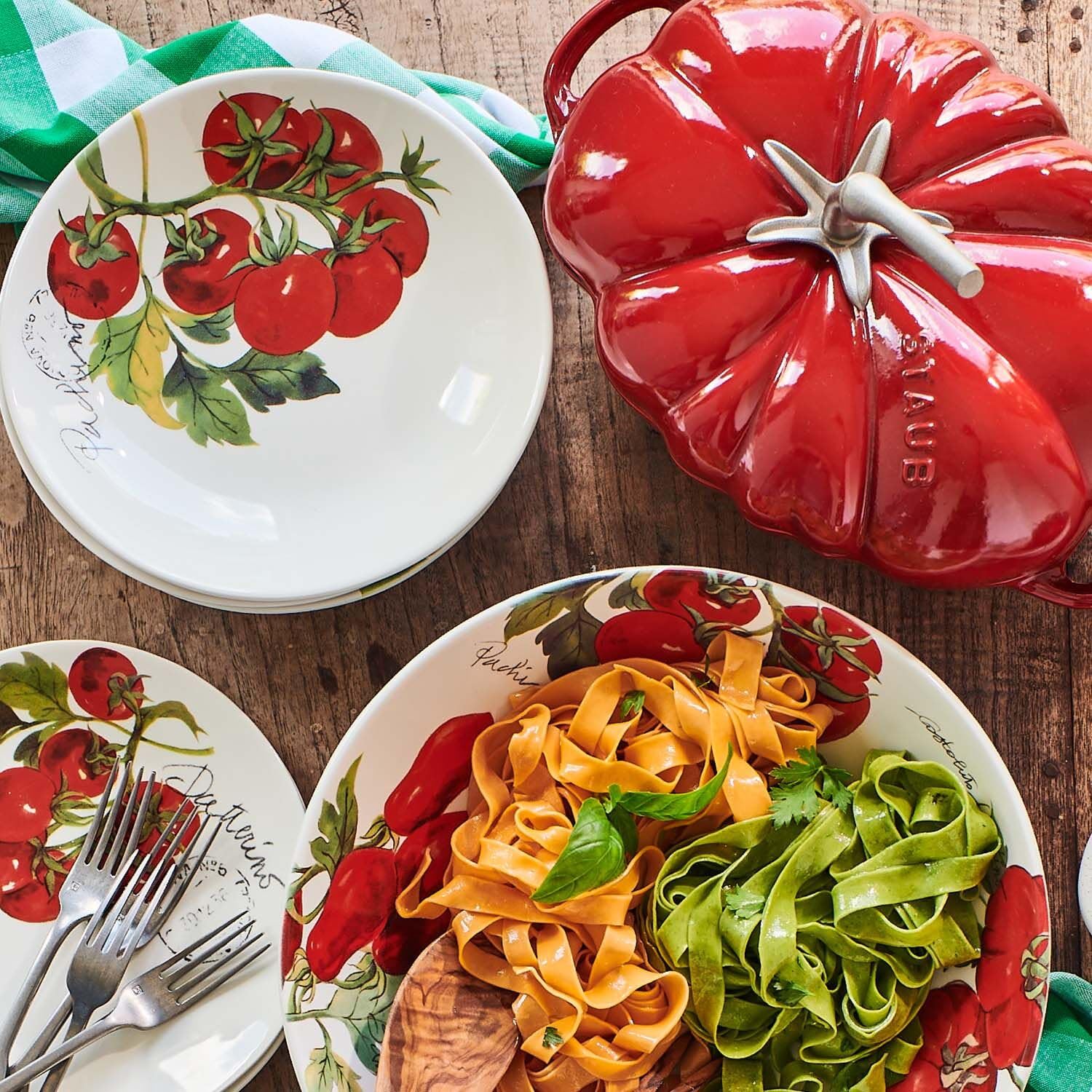 Sur La Table Farmers Market Tomatoes Individual Pasta Bowl, 8.5", White