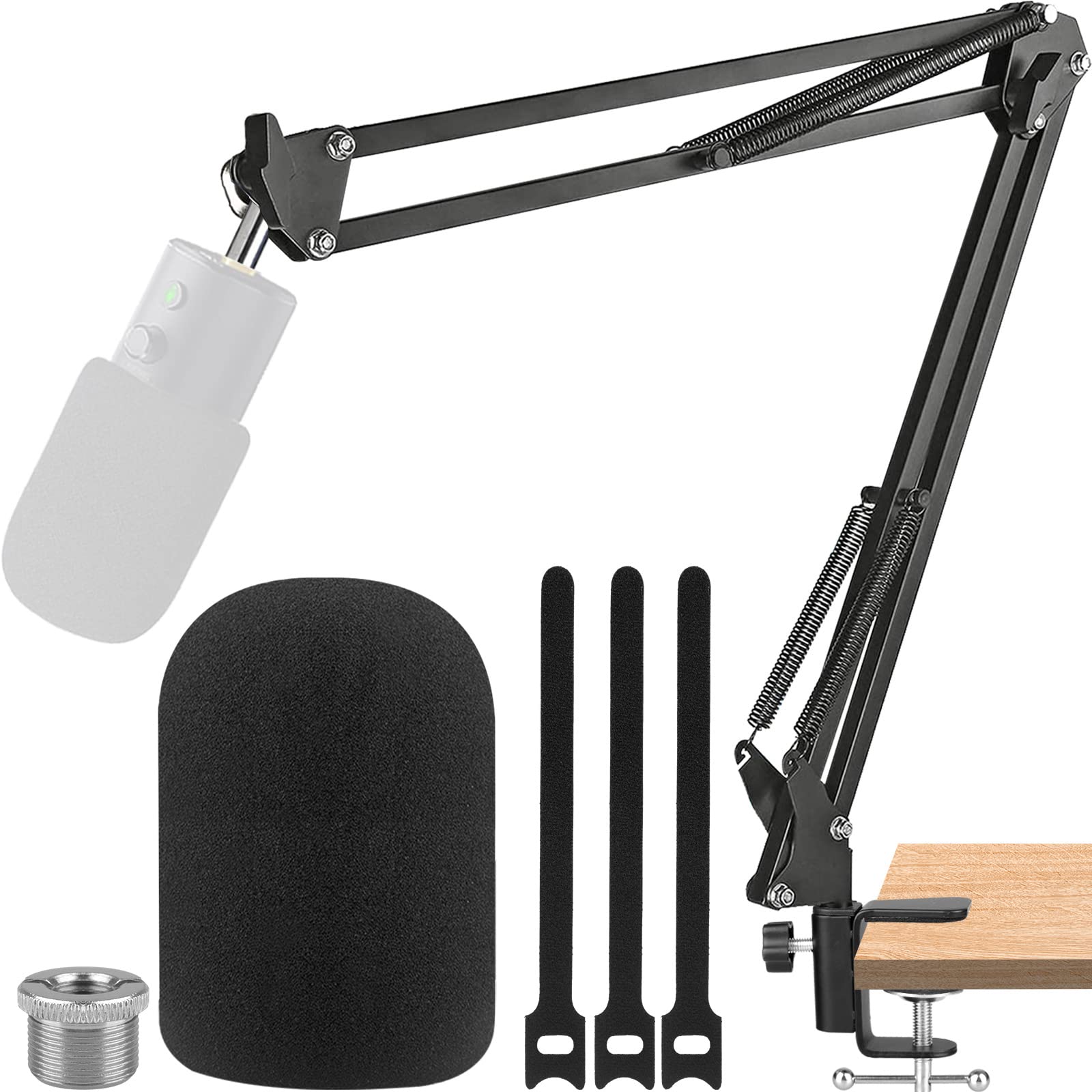 Razer Seiren x Boom Arm, ChromLives Mic Boom Arm Stand for Razer Mic with Foam Windscreen Pop Filter and Cable Sleeve 5/8 Screw Adapter Fit for Razer Microphone Broadcasting and Recording