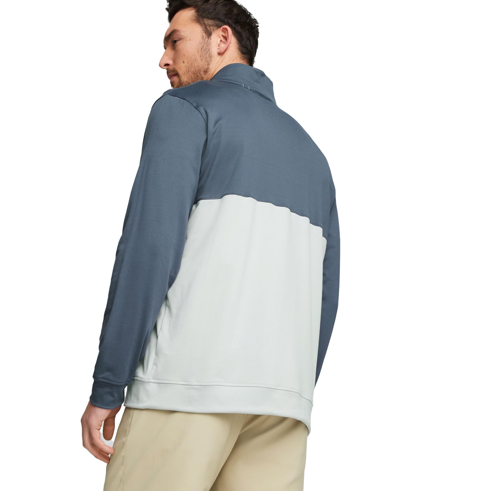 PUMA GOLF Men's Standard Gamer Colorblock 1/4 Zip, Hot Coral-high Rise, Large