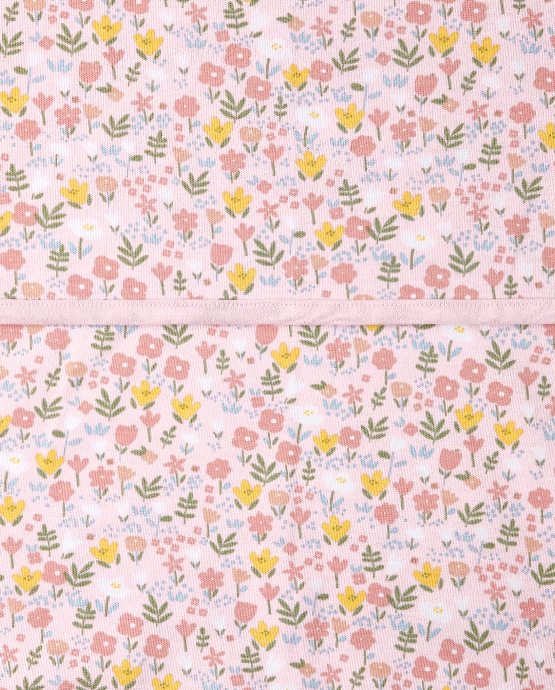 The Children's Place Baby Girls' Swaddle Blankets 2-Pack, Pale Pink Striped/Floral, ONE Size