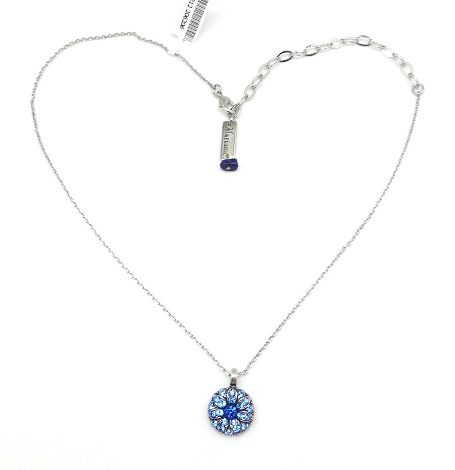 Mariana Silvertone Guardian Angel Pendant Necklace in Blue Crystal 206206