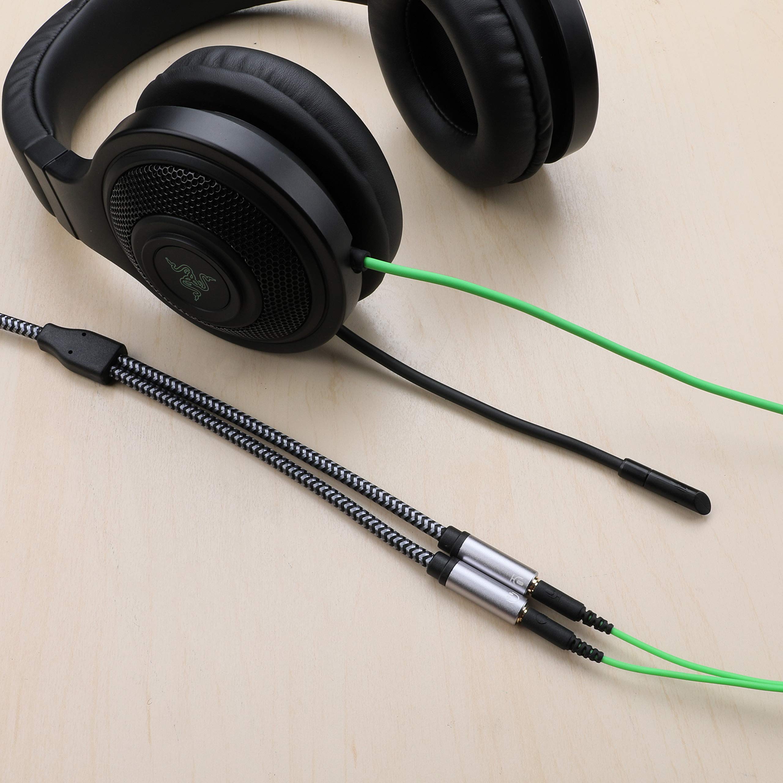 Morelecs 3.5mm Male to Dual 3.5mm Female Headset Splitter with Separate Microphone and Headphone for PC, PS4, Gaming