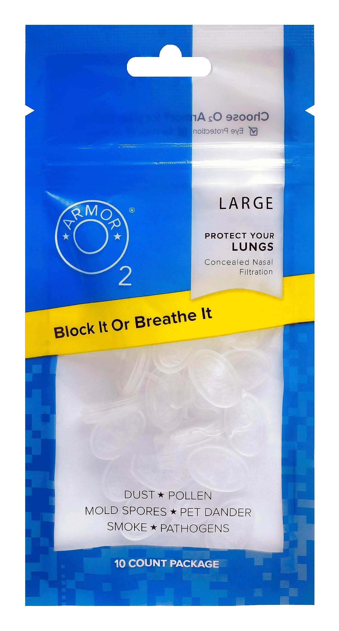 O2 Armor Nose Filters | Industrial Nasal Protection | Premium Vented Nostril Plugs | Welders, Carpenters, Miners, Dust and Allergies | 10 Pack | Size Large