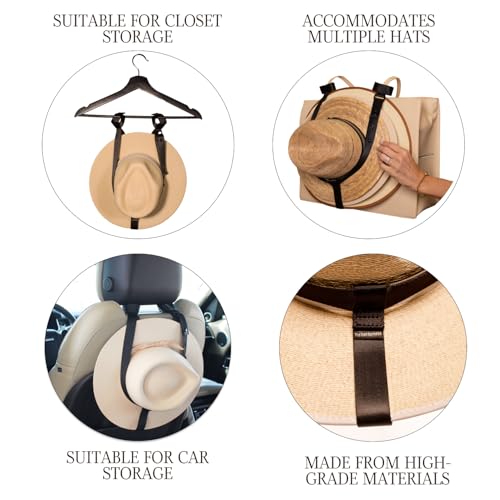 The Hat Harness Hat Holder - Stylish Durable Travel Accessory Designed for Purses, Totes, Bags, Backpacks, Luggage & More | Fits Multiple Hats & Supports Thick Or Curved Brims, Black
