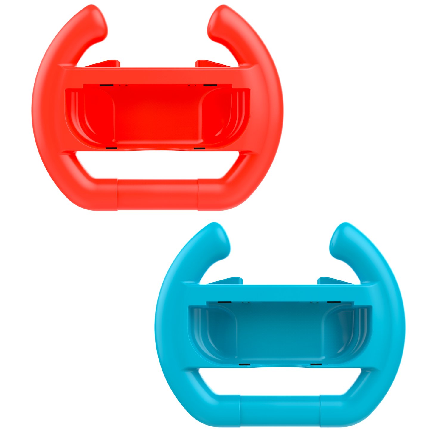 MoKo Steering Wheel Compatible with Switch/Switch OLED Model (2021), [2 Pack] Switch Steering Wheel Controller Handle Compatible with Switch Joy-con Mario Kart Game (Blue & Red)