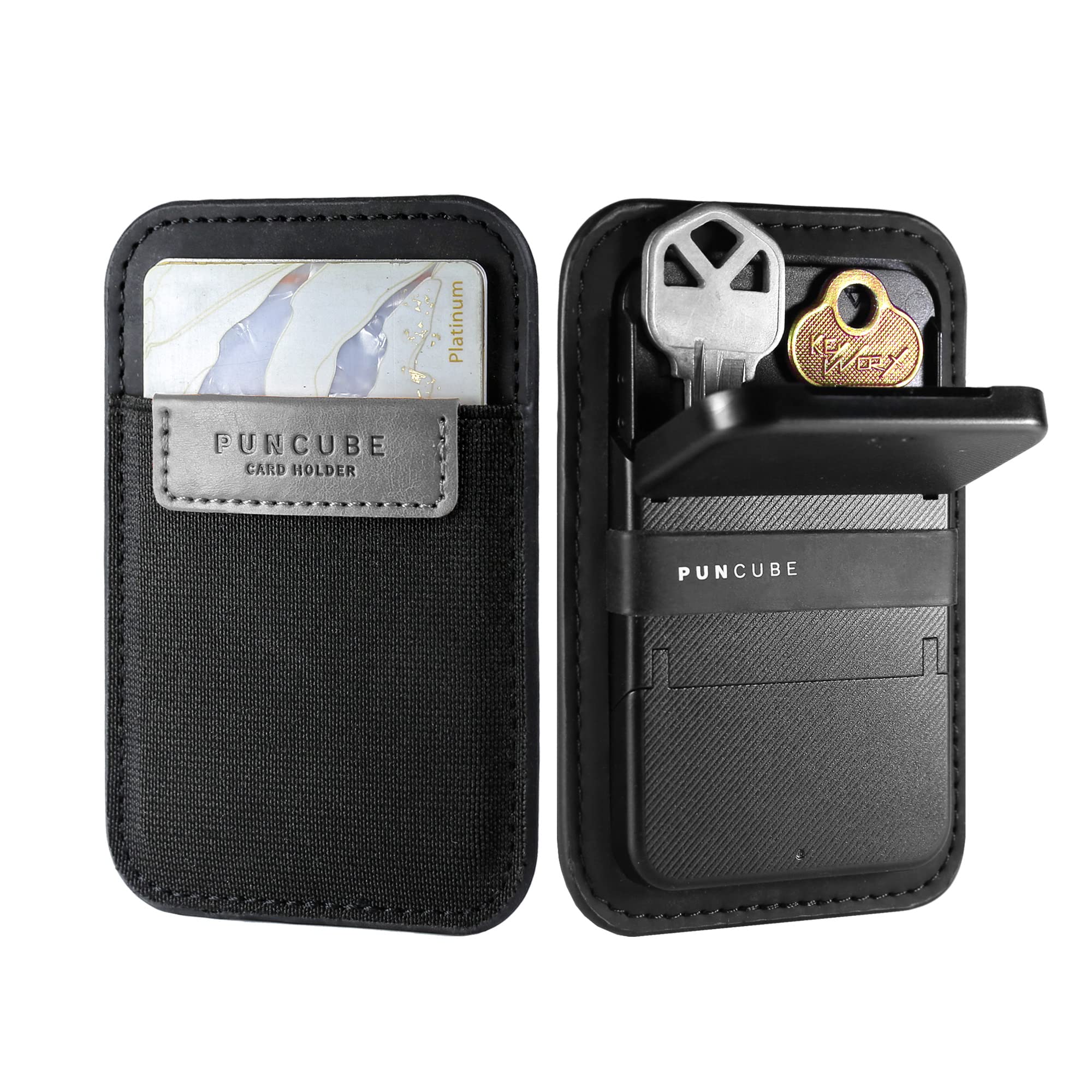 PUNCUBE Men’s Card Holder Wallet,Slim Minimalist Wallet With Key Holder and Phone Stand, Key Wallet, Rfid Blocking Wallet (Dark blue)
